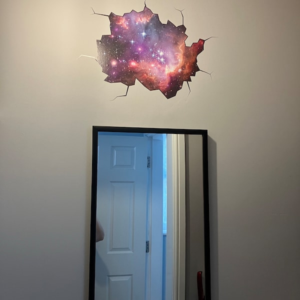 Galaxy Wall Decal Outer Space Sticker Mural Outer Space Cracked Wall ...