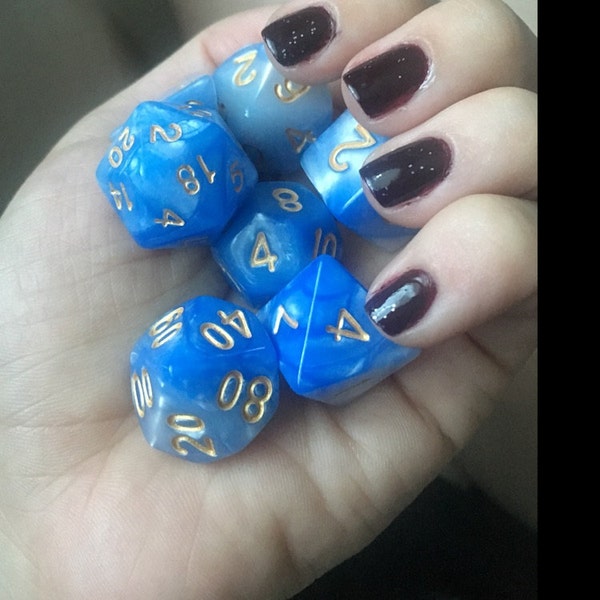 Dnd Dice Set / Baby Blue Pearl "sky Realm" / Tabletop RPG Polyhedral Dice, D&D Dice Set ...