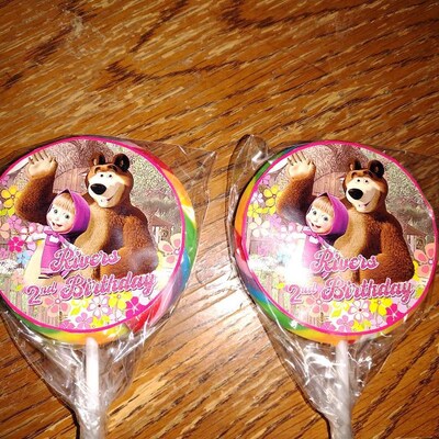 Masha and the Bear Birthday Party Lollipop Label DIGITAL DOWNLOAD Masha ...
