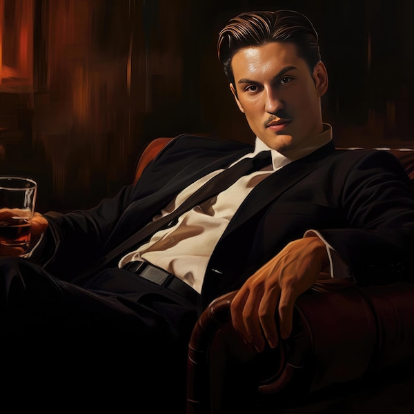 Custom Mafia Couple Portrait From Photo. Personalized Gift for Couple ...