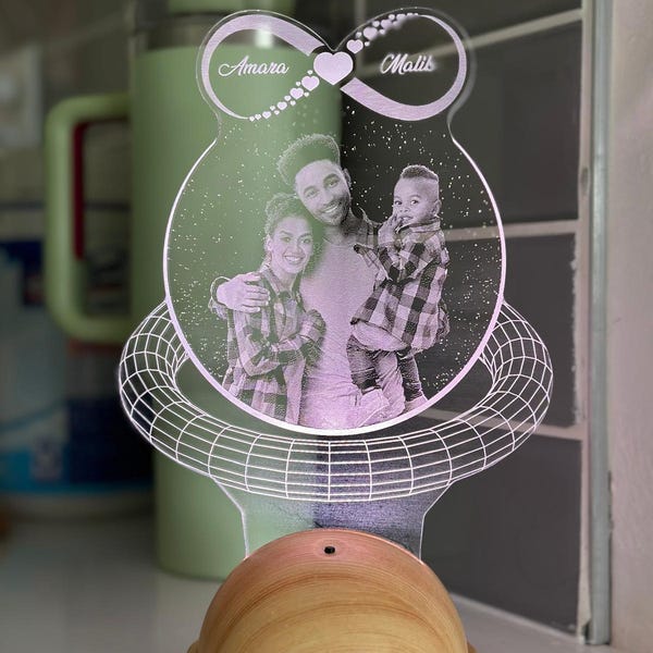 Photo Engraved 3D LED Lamp - Custom Photo Night Light, Personalized ...