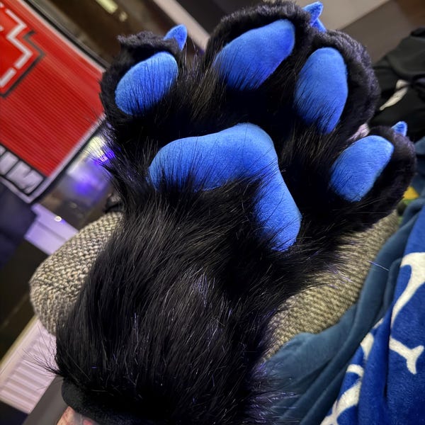 Five Finger Fursuit Paws Black With Extra Large Claws - Etsy