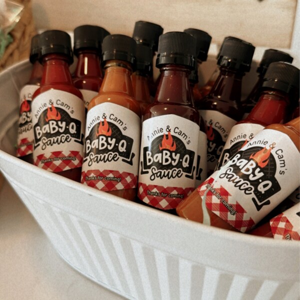 Babyq Sauce Bottle With Labels, Baby Shower Barbecue Sauce Bottle Favor ...