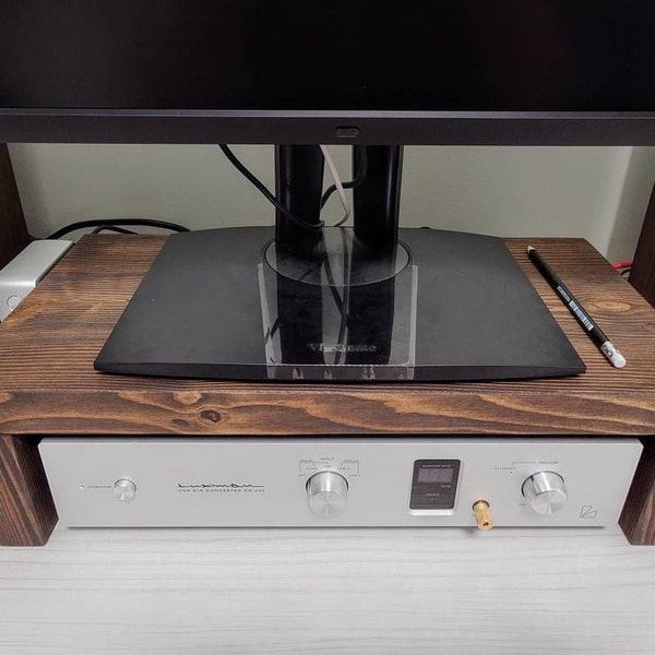 Solid Wood Monitor Stand / Wood Desk Shelf Organizer/ Computer Desk ...
