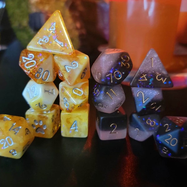 Light and Dark Dice Set, Polyhedral Dice, D&D Dice, Dungeons and ...