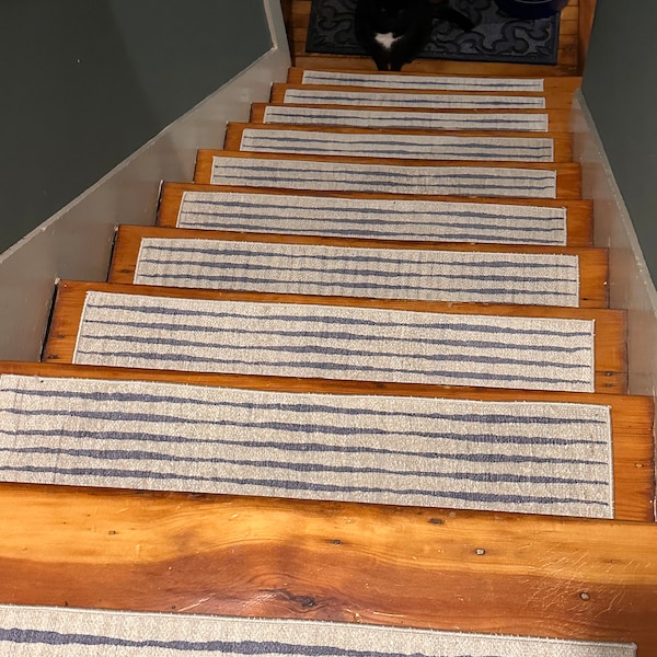 Floral Stair Treads Carpet, White Flower Stair Runner Rug, Non-slip ...