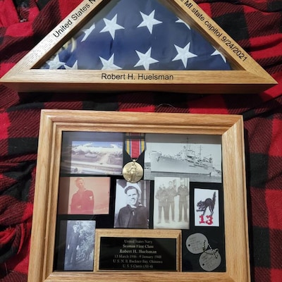 10 X 12 Oak Wood Shadow Box With Engraved Plaque free Shipping Lower 48 ...