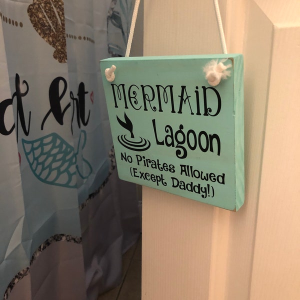 Adorable | Turquoise | Mermaid Lagoon | Wooden | Door Sign Hanger for ...