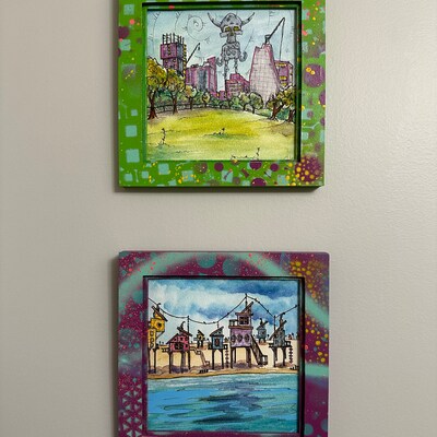 Graffiti Slap Stickers on Priority Mail Label. Block Print. - Etsy