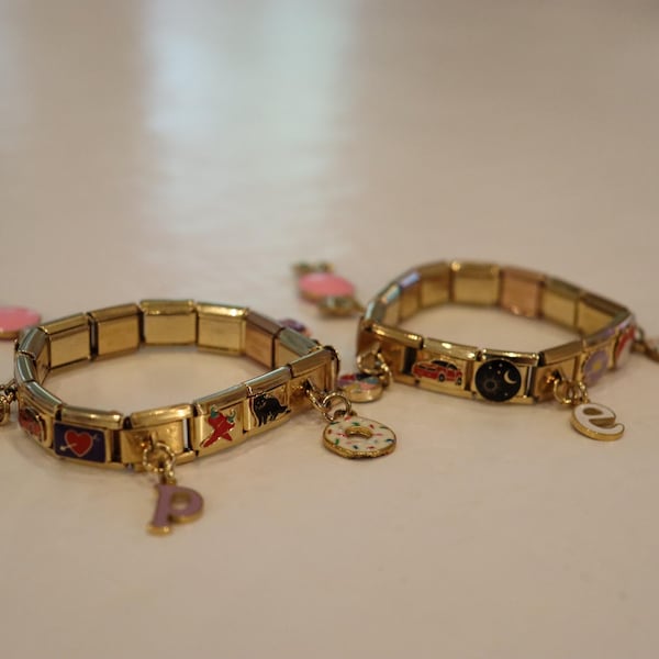 Gold Italian Bracelet, Custom Gold Italy Charms, Personalized Italian ...