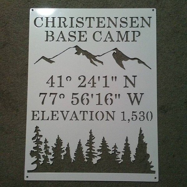 Personalized Base Camp Coordinates & Elevation Sign - Mountain Home ...