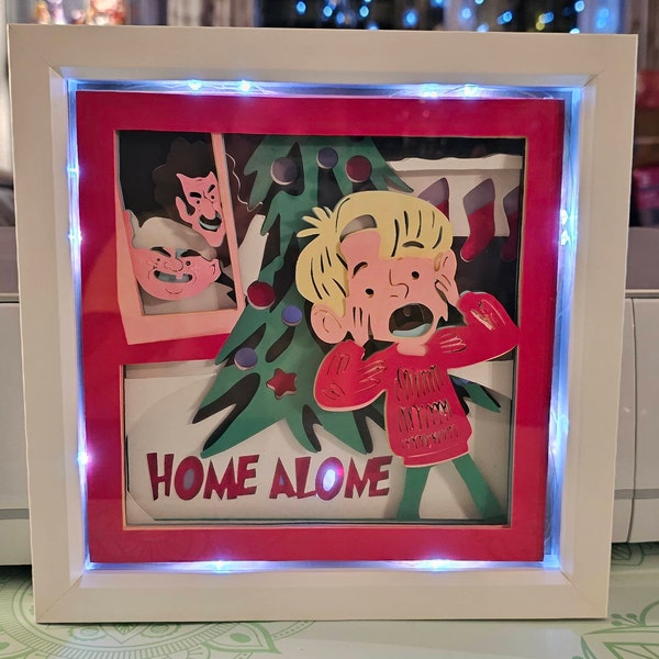 Christmas Movie 3D Box Paper Cut, Home Alone Light Box Svg, Christmas ...