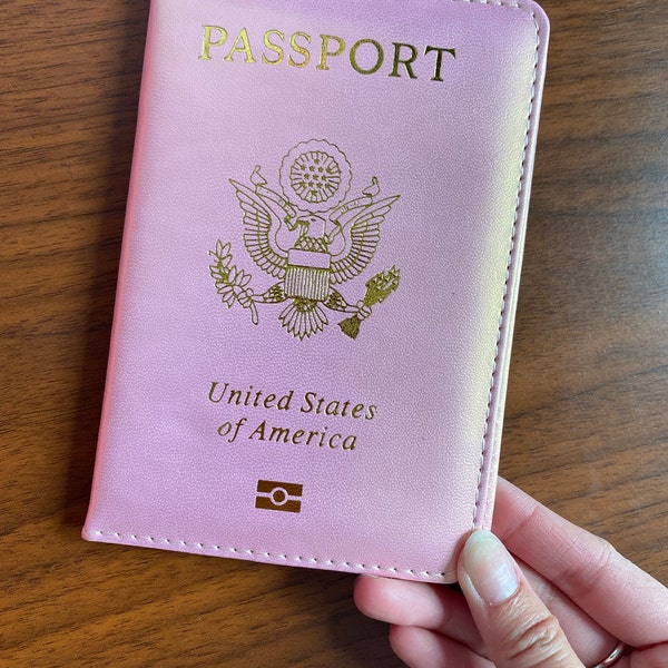 Pink Passport Cover, Passport & Vaccination Card Holder USA W ...
