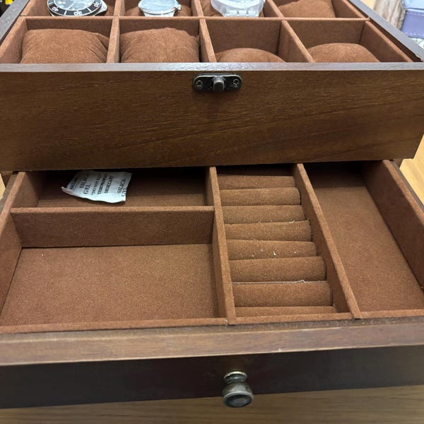 Premium Design, Brown Solid Wood Watch Box Personalized Monogram 10 ...