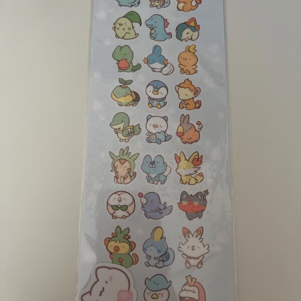 Pastel Tiny Derpy Poké Gen 1-9 Starters Sticker Sheet | 27 Stickers! - Etsy