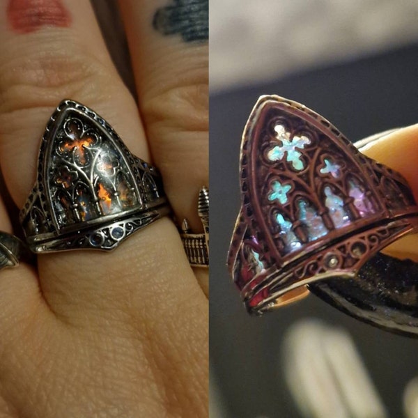 Gothic Stained Glass Window Ring: Cathedral Arch, Fairytale Jewelry - Etsy