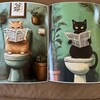 Whimsical Cat Lover Art, Woman Reading With Cats Illustration, Bedroom ...