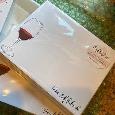 Wine Glass Note Cards Wine Thank You Cards Flat Note Cards Personalized ...