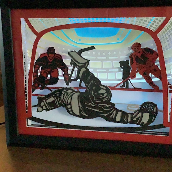 Hockey Paper Cut Light Box, Shadow Box,3d Layered, Svg, Silhouette ...