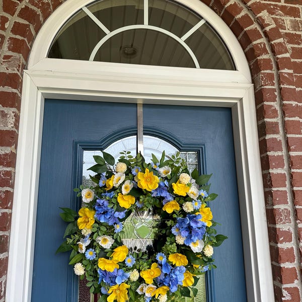 Magnolia Crescent Wreath Elegant Handmade Faux Floral Front Door Decor ...