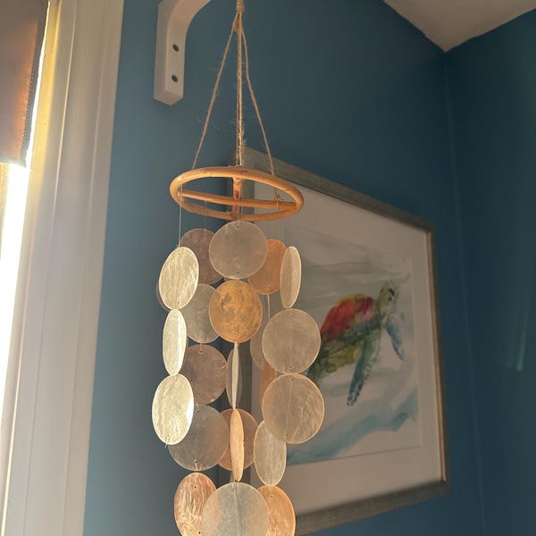 Natural Wood Stick Wall Hanging Capiz Shell Windchimes (2 Option ...