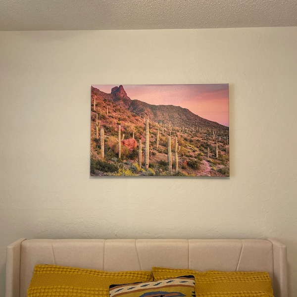 Arizona Cactus Sunset, Desert Landscape, Arizona Desert Wall Art ...