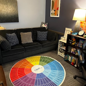 Wheel of Emotions Rug, Mental Health Wheel, Therapist Office Decor ...