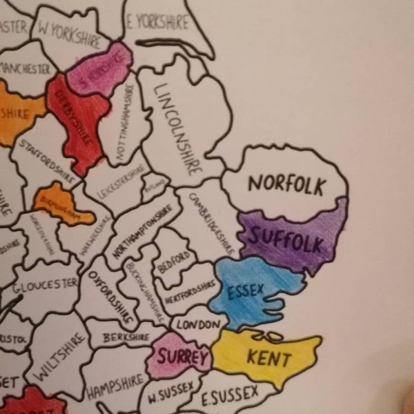 UK COUNTIES SALES Map Hand Illustrated Map Labelled Map Instant ...