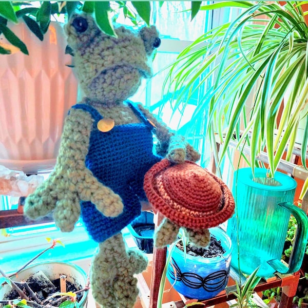 Herbert the Frog Crochet Pattern – Low Sew Doll With Overalls (PDF ...