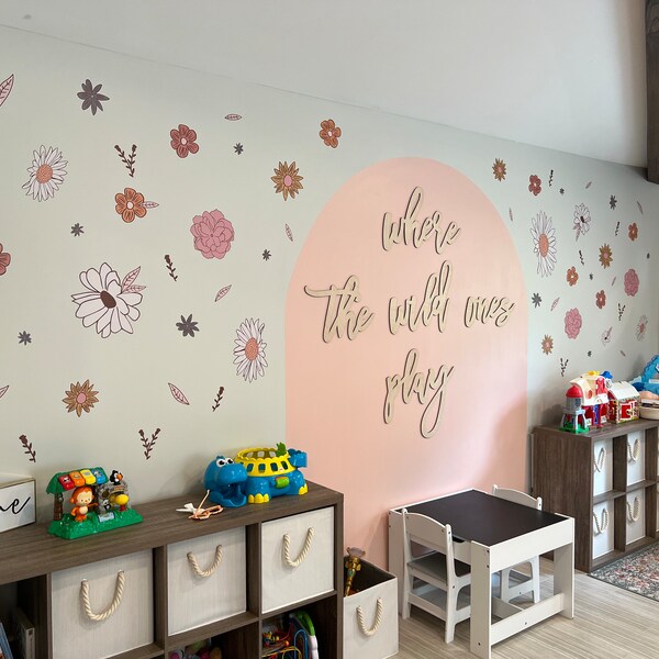 Wildflower Fabric Wall Decals, Boho Flower Decals for Girls Nursery ...