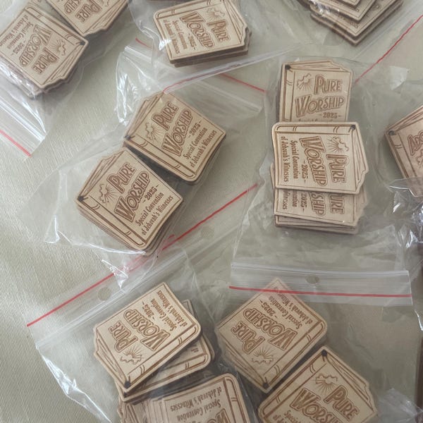 Set of 100 Pieces, Small Wooden Plaque "pure Worship" 2025 JW ...