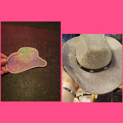 Pink Sparkle Cowgirl Hat Sticker - Etsy