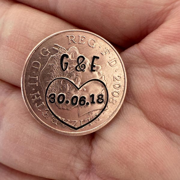 10 Year Wedding Anniversary Unusual Gift. Aluminium Tin Hand Stamped ...