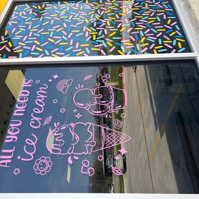 Sunflower Decals, Flower Wreath Decal for Shop Window Display ...