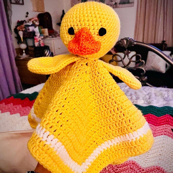 Crochet Duck Lovey PATTERN: Frankie the Duck Security Blanket (PDF ...