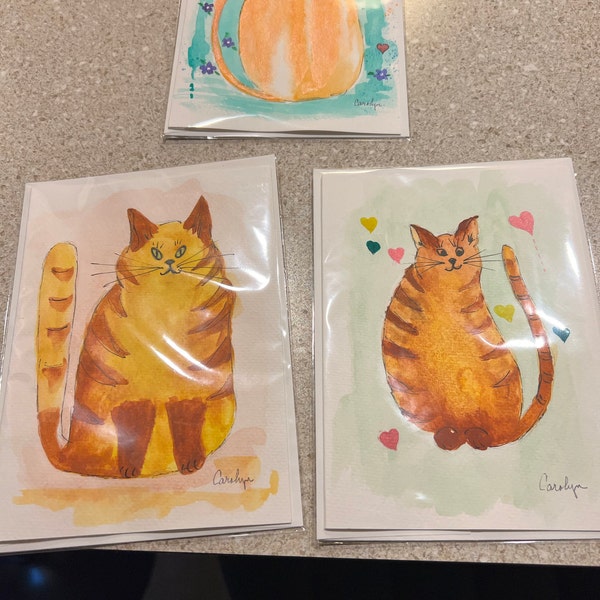 Two 5x7 Gorgeous Hand Painted Floral Watercolor Cards Notes Stationary ...