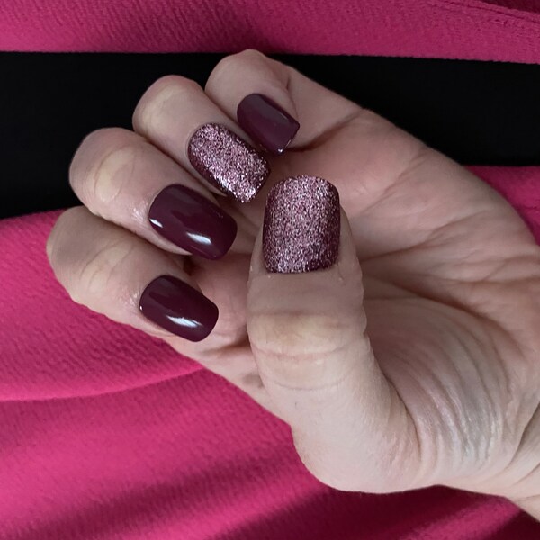 Set of 20 Handpainted Sparkling Grape Purple Glitter Nails | • CHOOSE ...