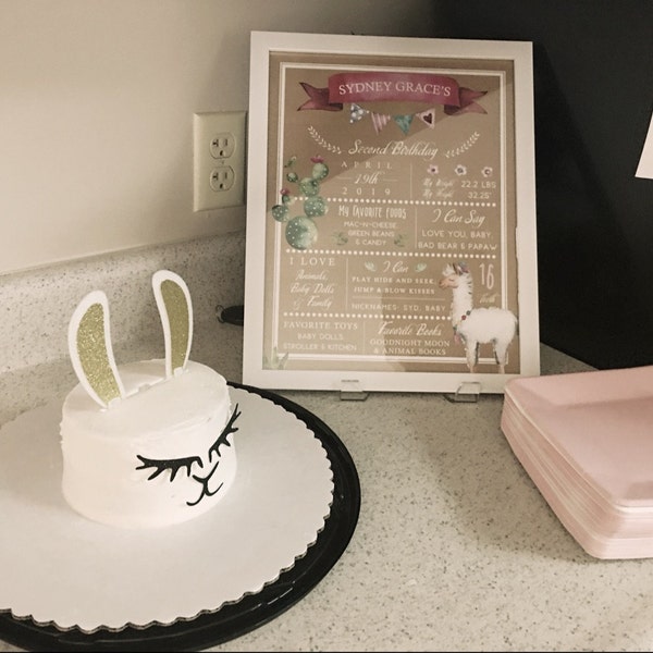 EDITABLE PDF, Llama 1st Birthday Milestone Board, Cactus Milestone ...