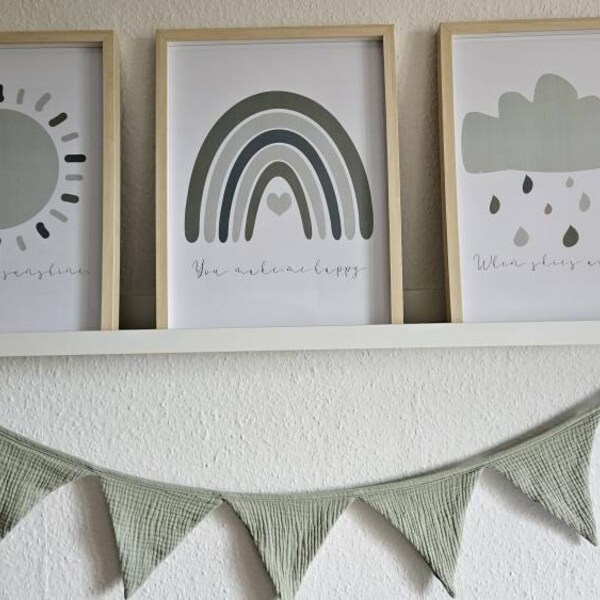 Sage Green Nursery Prints, Dream Big Little One, Boho Nursery Wall Art ...