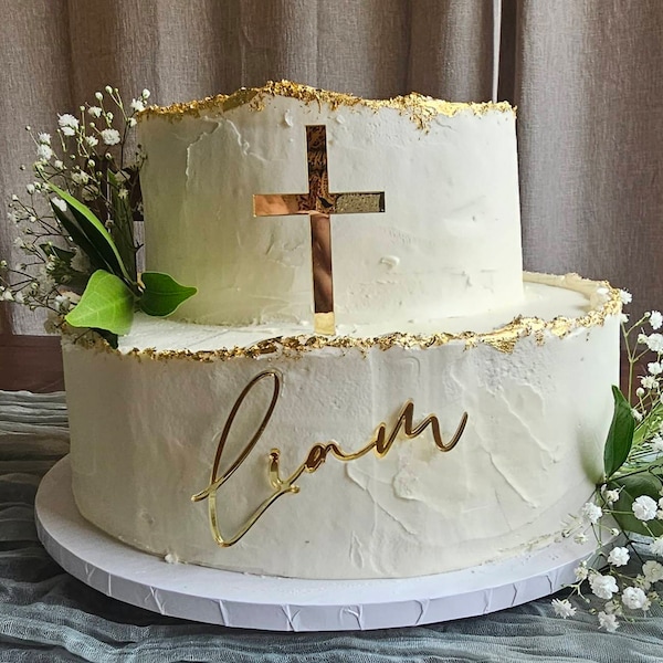 Custom Baptism Cake Charm | Cross Cake Charm | Personalized First ...