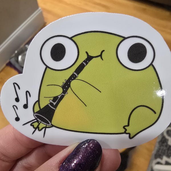 Clarinet Frog Sticker - Etsy