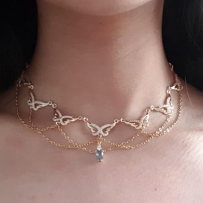 Elegant Gold Butterfly Choker Necklace, Beautiful Regal Regency ...