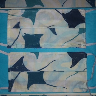 Blue Manta Ray Aquatic Fabric Swimming Manta Rays by Avisnana Manta Ray ...
