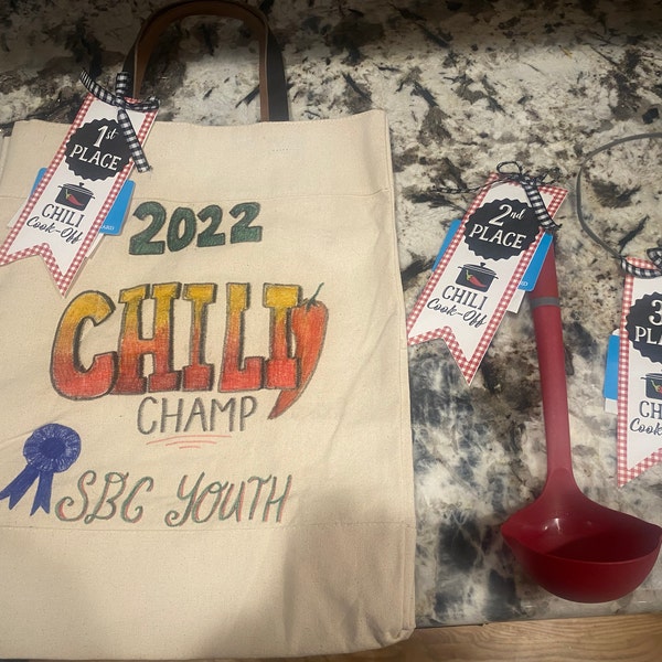 DIY Chili Cook off AWARD RIBBONS - Chili Challenge Awards - Chili Cook ...