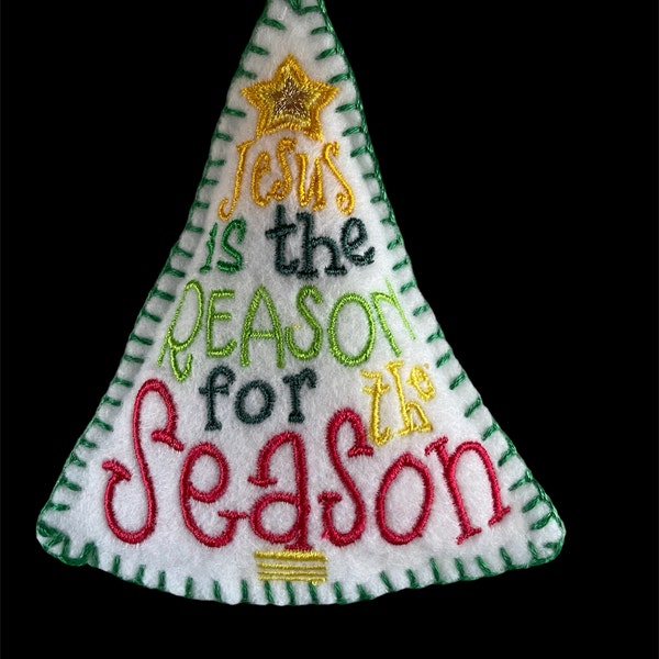 Christmas Tree Digital Machine Embroidery Design Jesus Reason Season ...