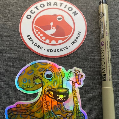 Octonation Octopus Sticker Pack 5 Stickers Same Design - Etsy