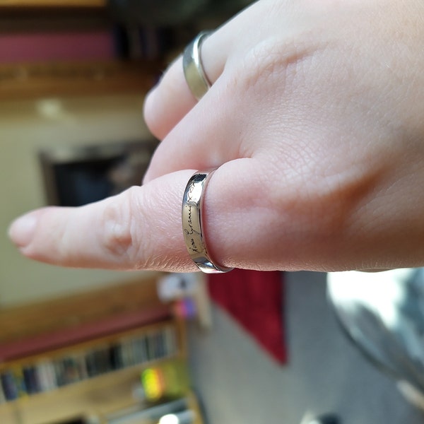 Handwriting Ring • Actual Handwriting Ring • Memorial Band Ring ...