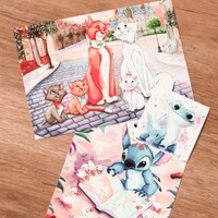 Disney Stitch Ducklings Watercolour Lilo and Stitch Home Decor Fine Art ...