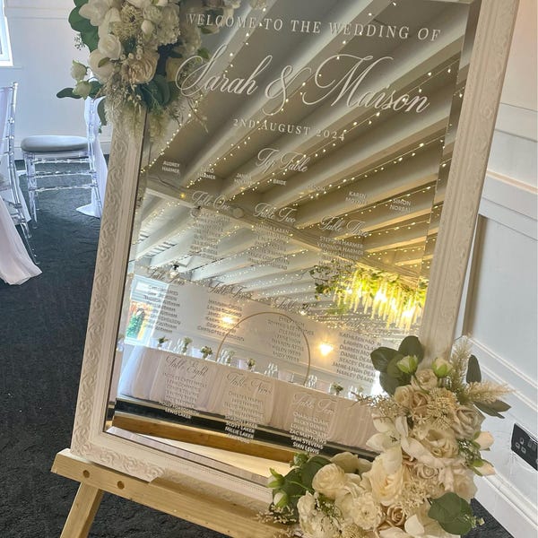 Mirror Table Plan/ Wedding Table Plan / Mirror Seating Plan/ Wedding ...