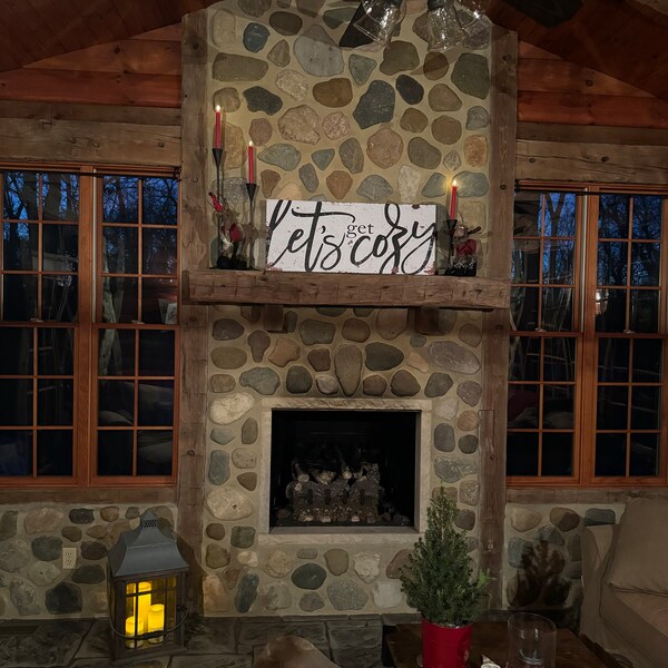 Let's Get Cozy Sign Modern Farmhouse Home Decor Rustic Signs Distressed ...